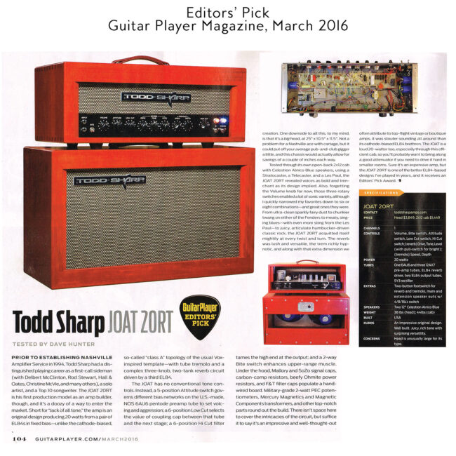 The JOAT 20RT Amplifier - Todd Sharp